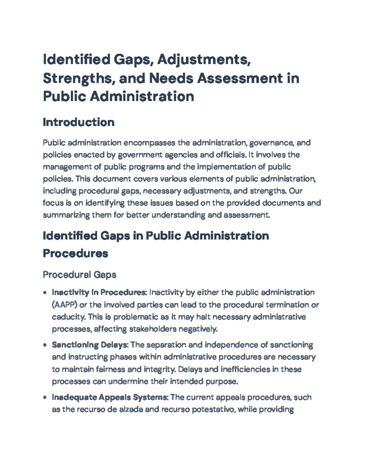 Identifying Gaps and Strengths in Public Administration: A Needs ...