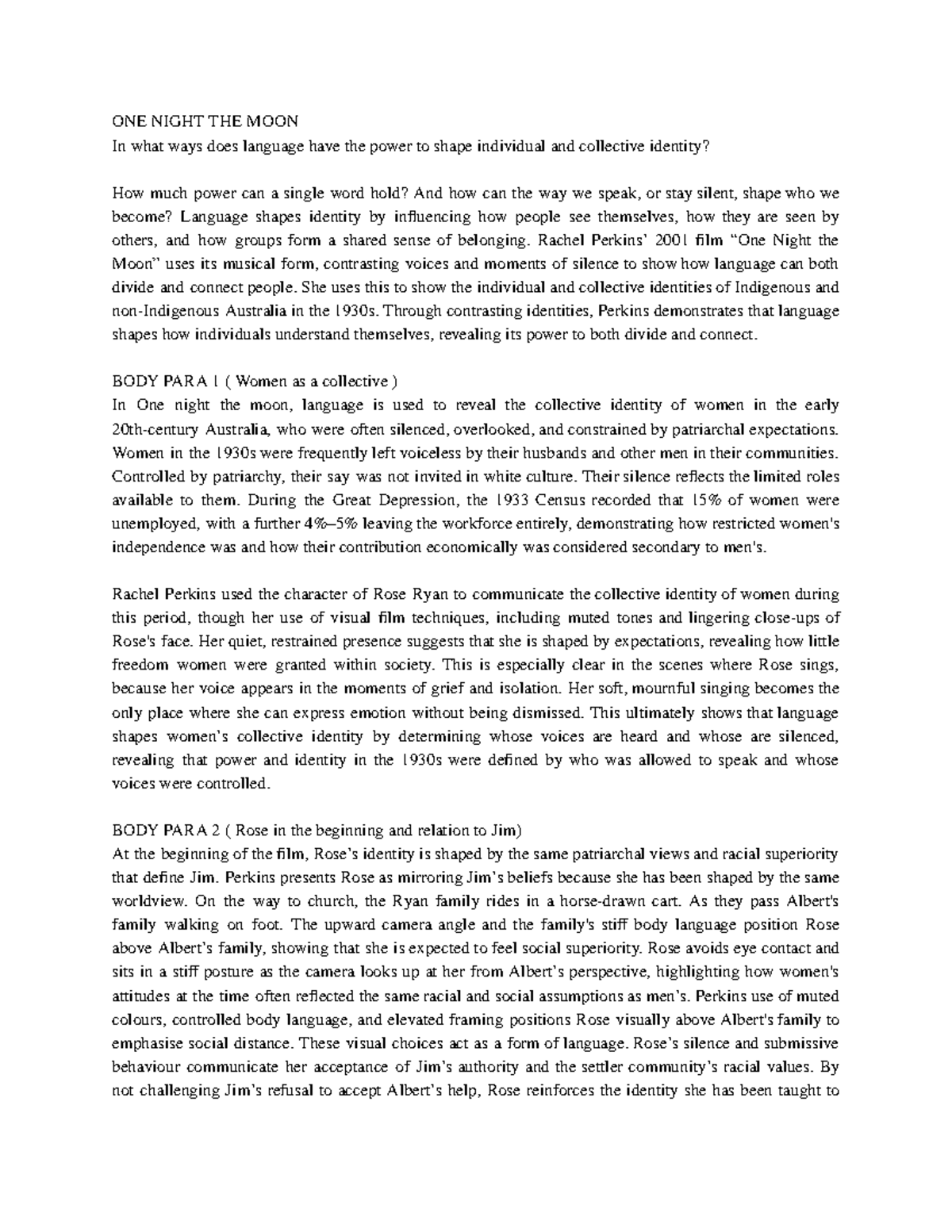 ENG 101 Essay Notes: Language and Identity in "One Night the Moon ...