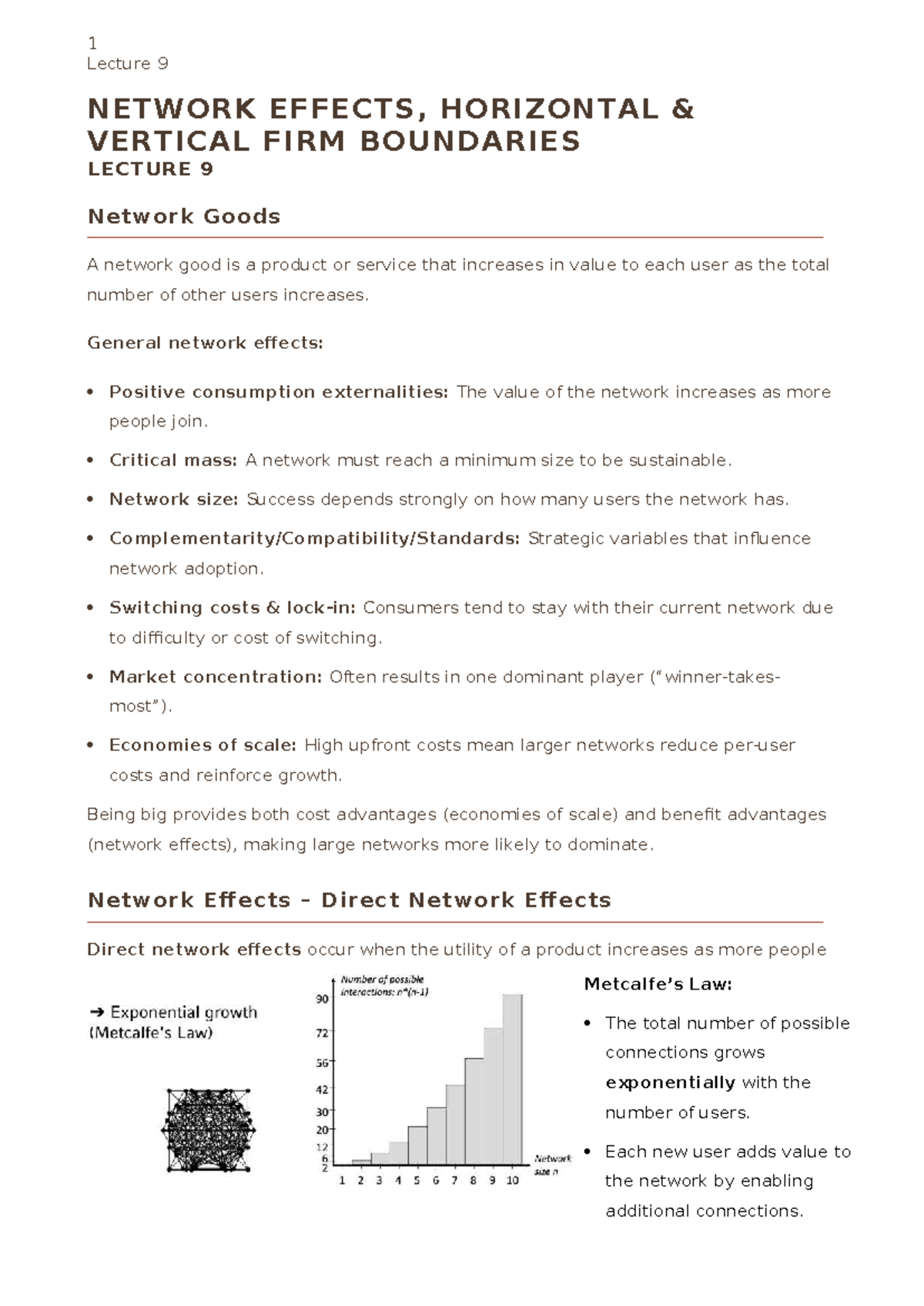 Network Effects & Firm Boundaries - Lecture 9 Notes - Studocu
