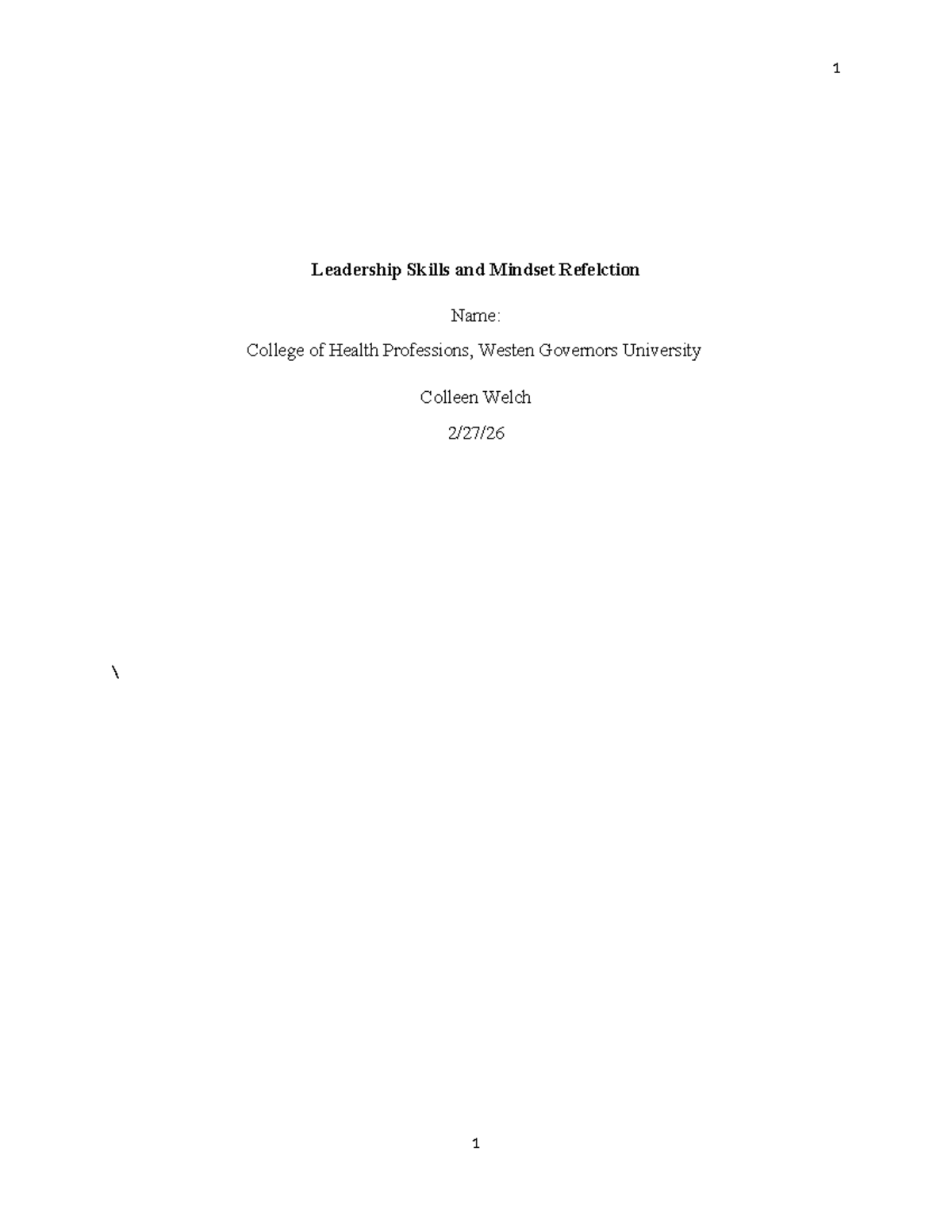 E-Portfolio 2026: Leadership Skills & Mindset Reflection - Studocu