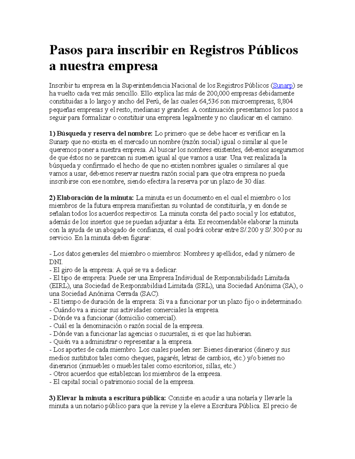 Pasos para Inscribir tu Empresa en Registros Públicos - Studocu