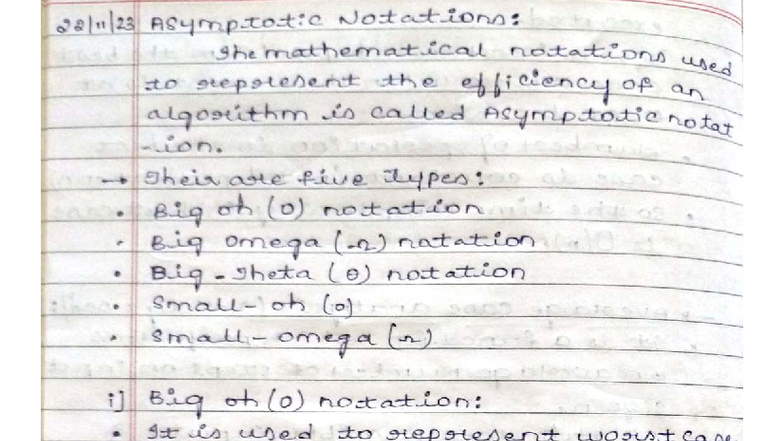 Asymptotic Notations: Understanding Algorithm Efficiency for BCA 5 Sem. - Studocu