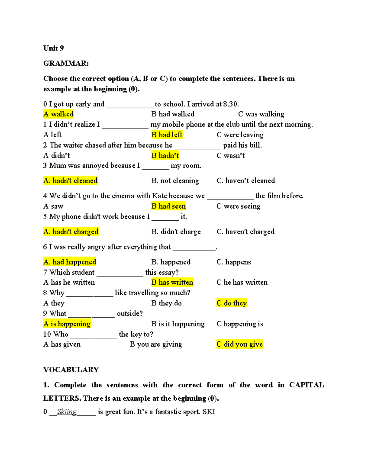 Unit 9 Grammar & Vocabulary Class Notes (1) - Studocu