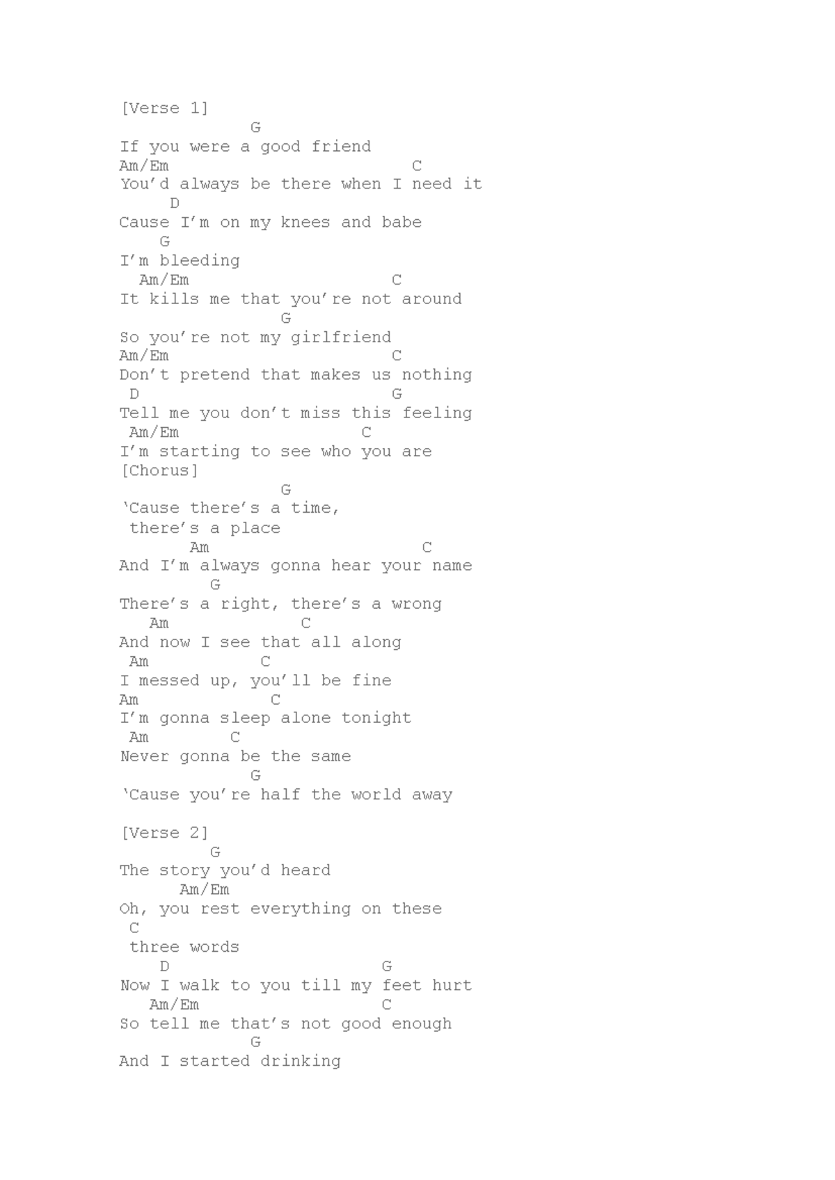 Guitar Chords & Lyrics Analysis for "Are We Going Down?" - Studocu