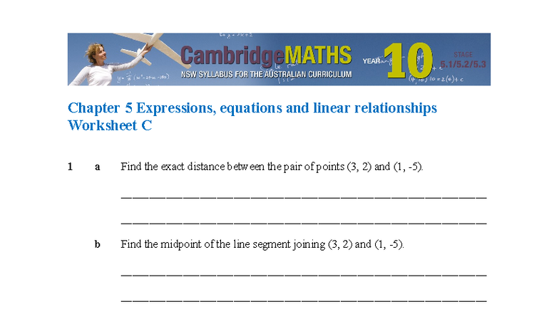 Camb Maths 10 Chapter 5 - Expressions & Equations Practice Tasks - Studocu