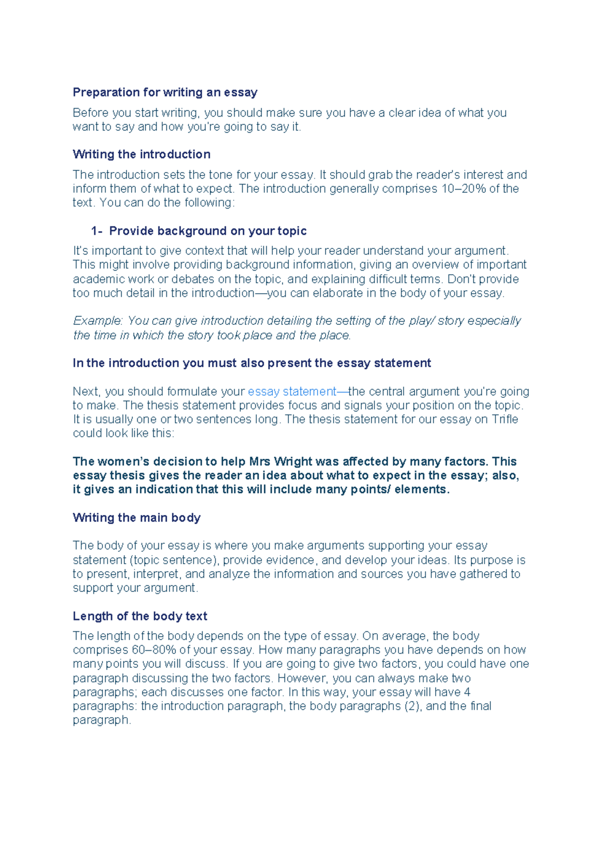 Writing Essays: A Guide for Drama (ENG 101) - Studocu