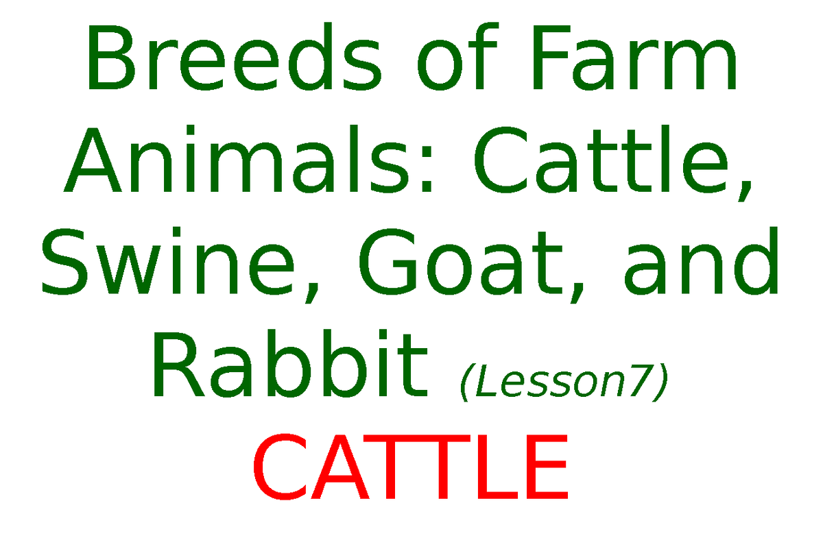 Breeds of Farm Animals: Cattle, Swine, Goat, Rabbit (AFA Lesson 7 ...