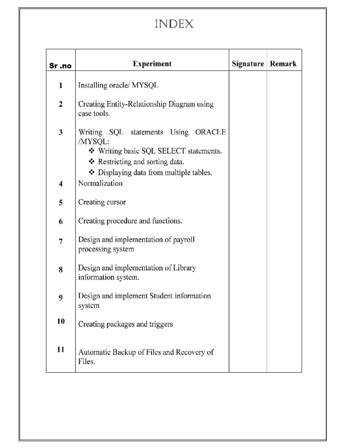 dbms lab file for aktu - B.tech - Studocu