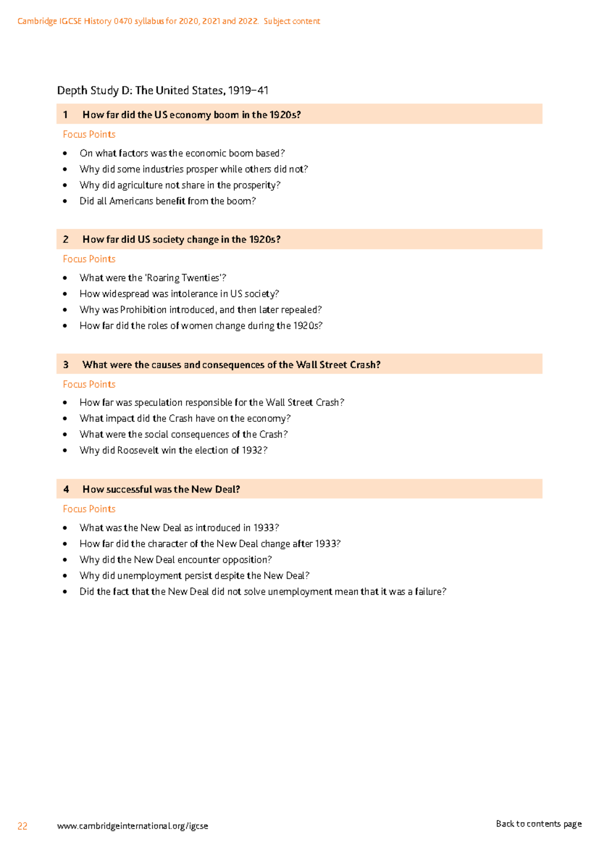 Cambridge IGCSE History 0470 syllabus: The United States depth study ...