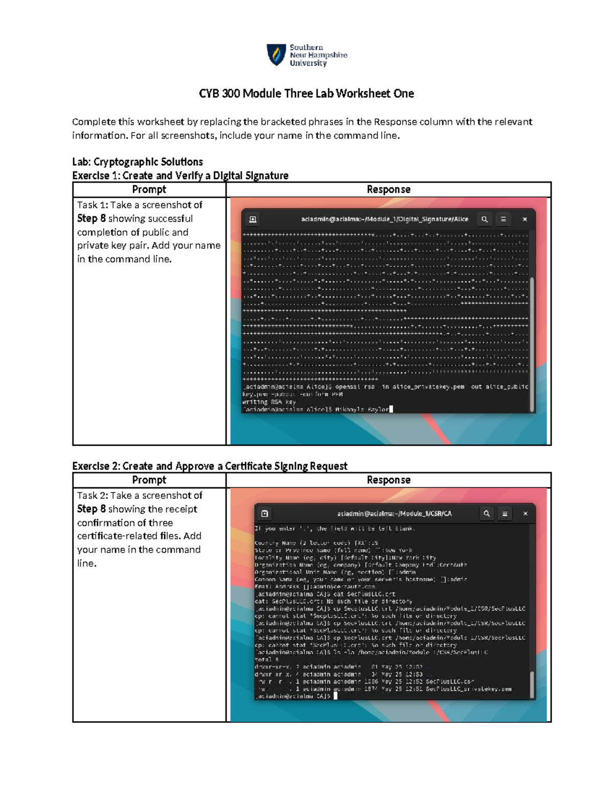 CYB 300 Module 3 Lab Worksheet: Cryptographic Solutions Activity - Studocu