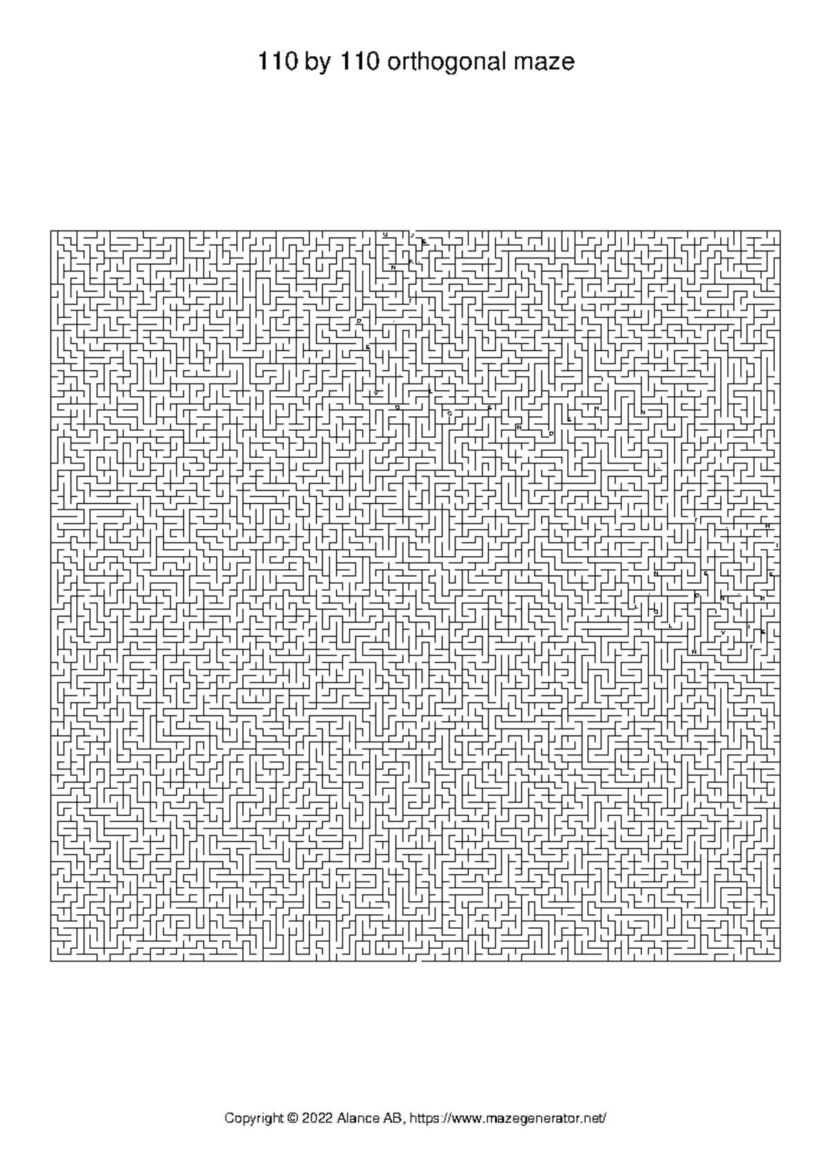 110 by 110 orthogonal maze - 110 by 110 orthogonal maze Copyright ...