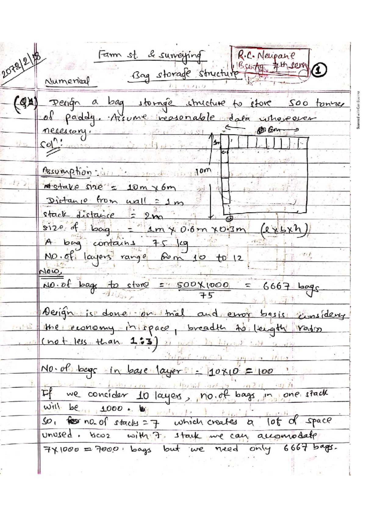 Farm Structure Design Numericals - BSGAY 7th Sem Solutions - Studocu