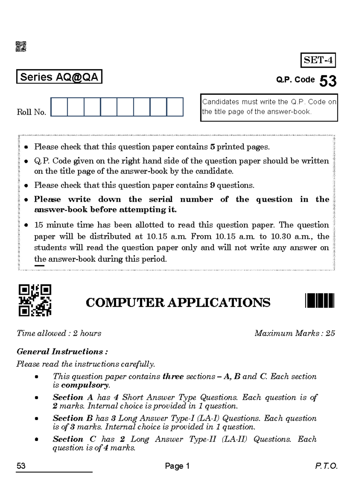 Board Question Paper 2022 - Computer Applications Q.P. Code 53 - Studocu