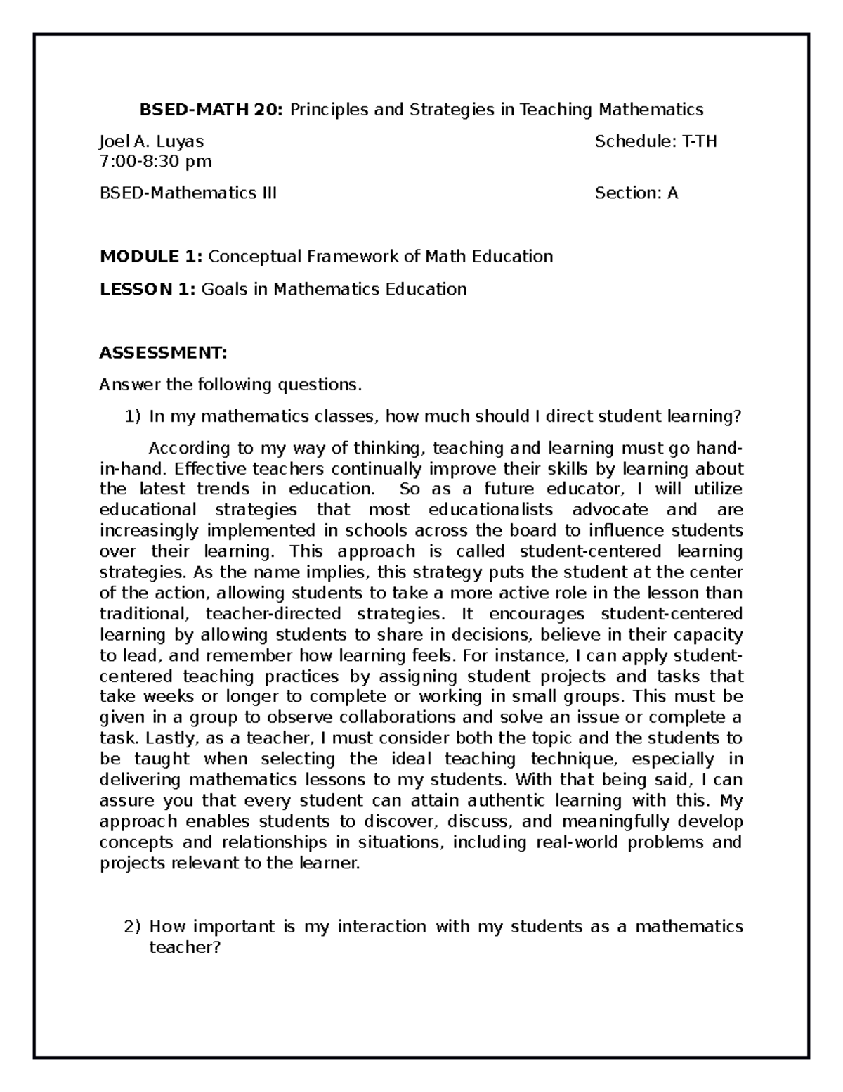 BSED MATH 20 - Comprehensive Modules 1 to 3 Overview and Insights - Studocu