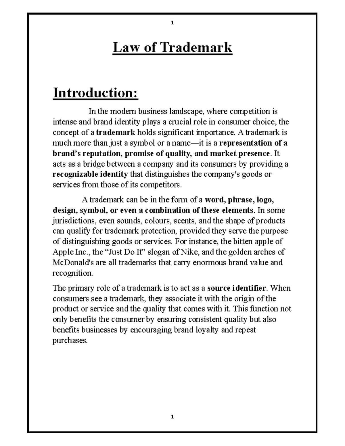 IPR Assignment: Understanding Trademark Law and Its Implications - Studocu