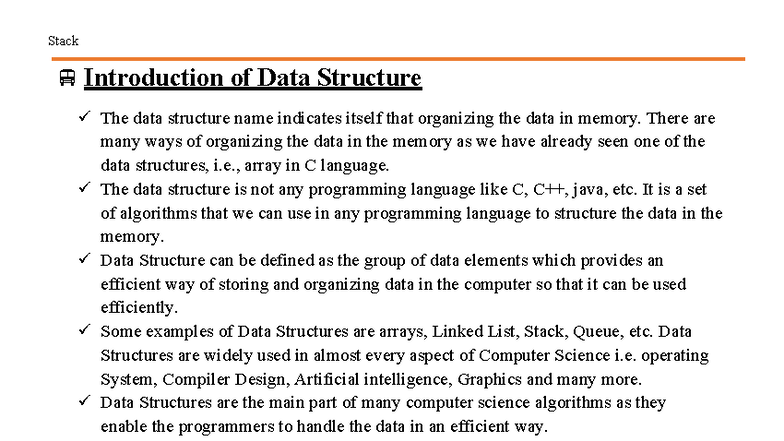 Data Structures: Stack Concepts and Operations (DOC LM Oops) - Studocu