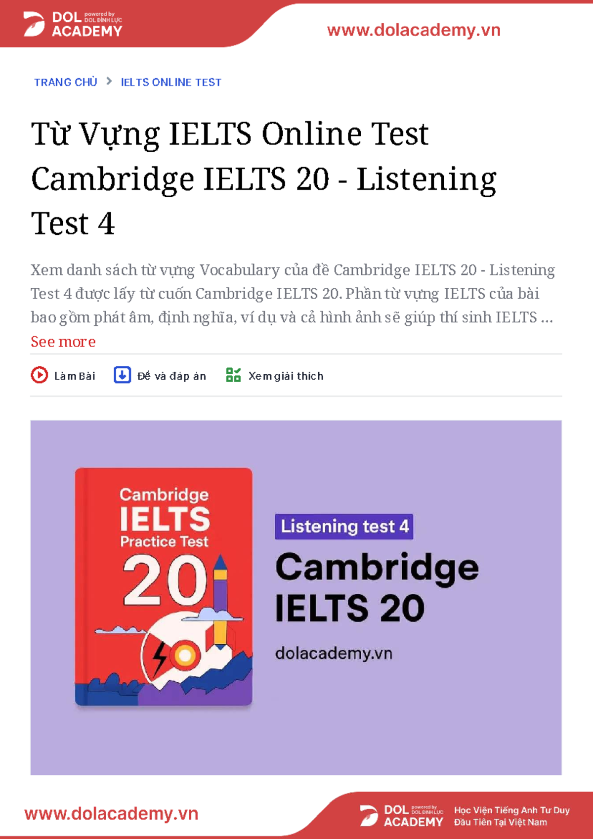 CAM 20 - Listening Test 4: Vocabulary and Key Insights - Studocu