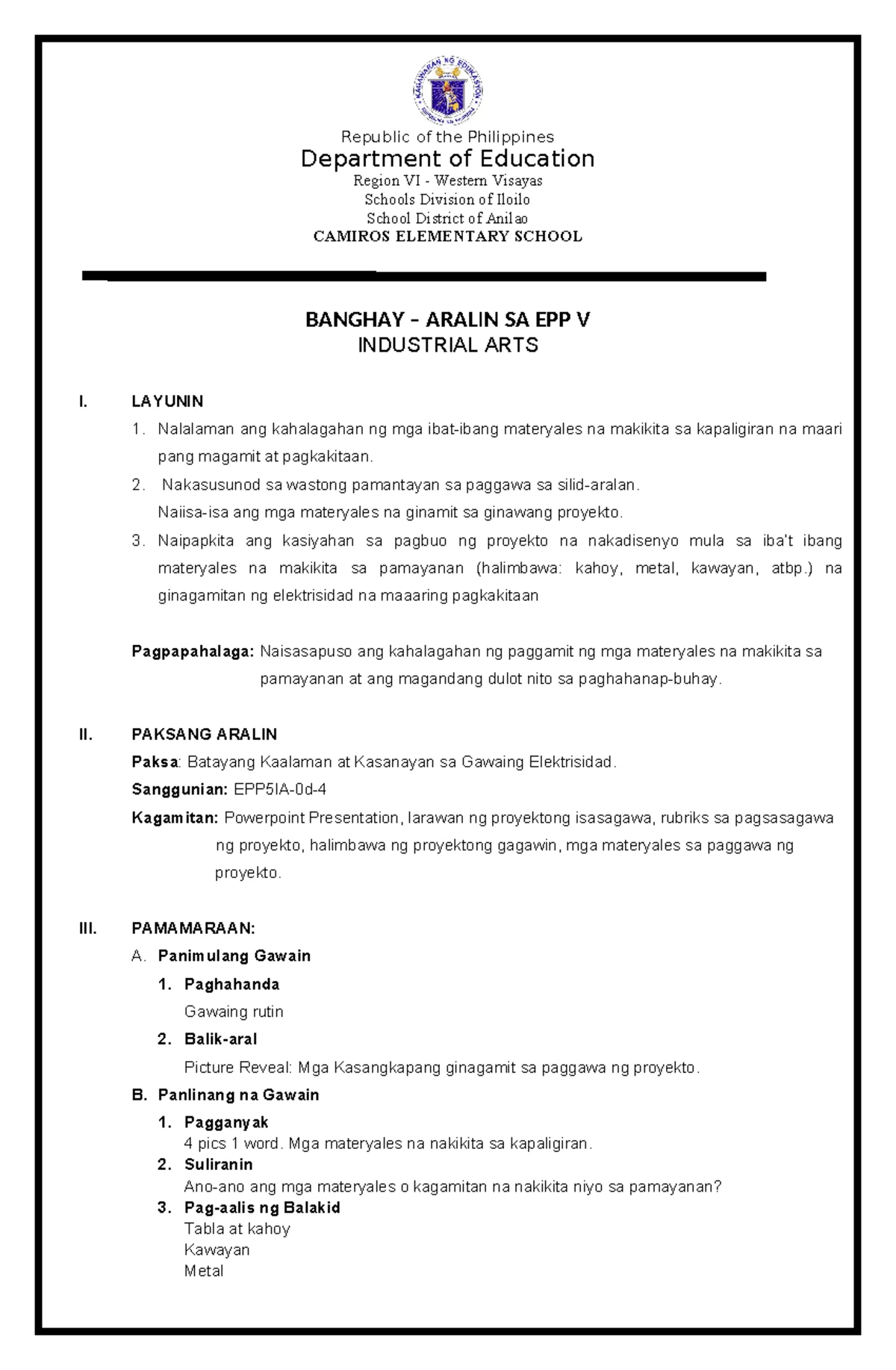 COT EPP5 ICT Lesson Plan: Mga Angkop na Produkto at Serbisyo - Studocu