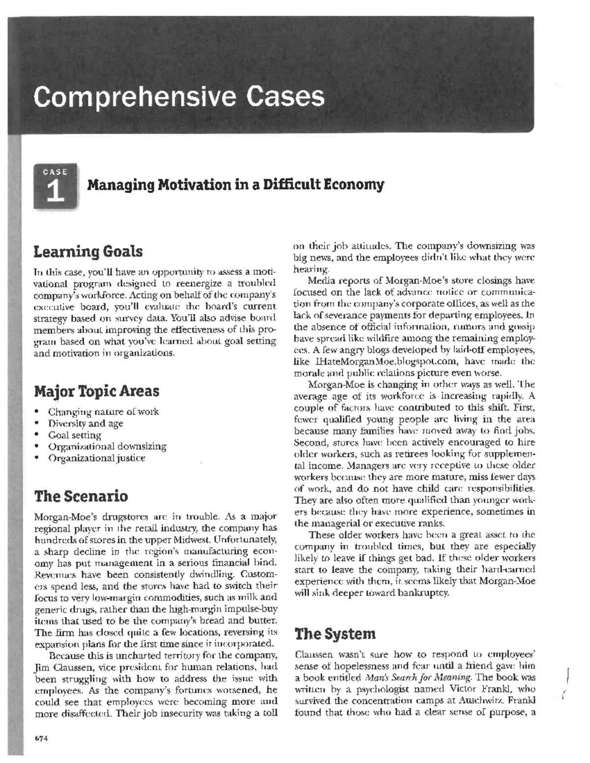 Comprehensive Case Study: Managing Motivation in a Tough Economy - Studocu