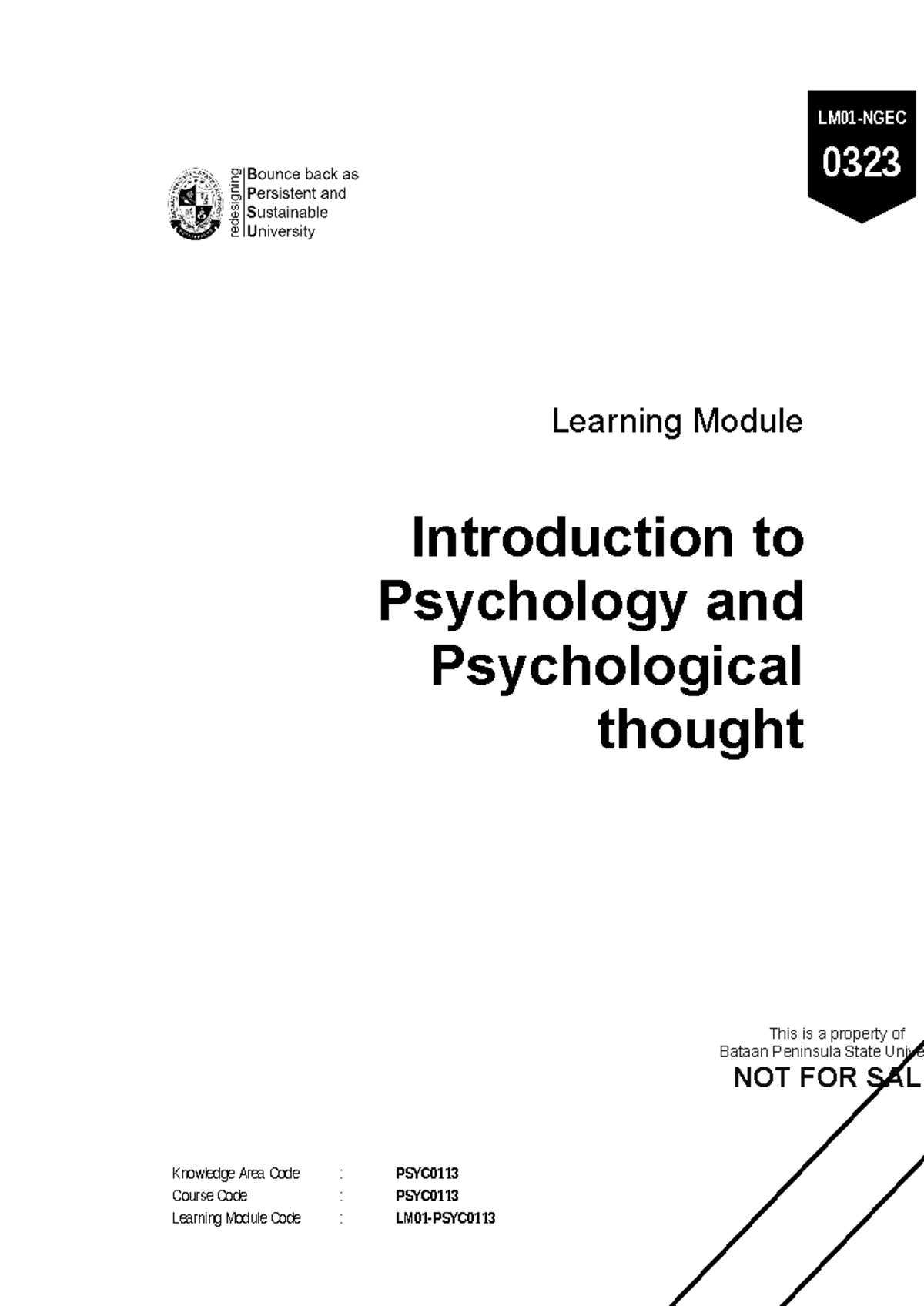 Intro to Psychology Packet 2 - Learning Module Introduction to ...