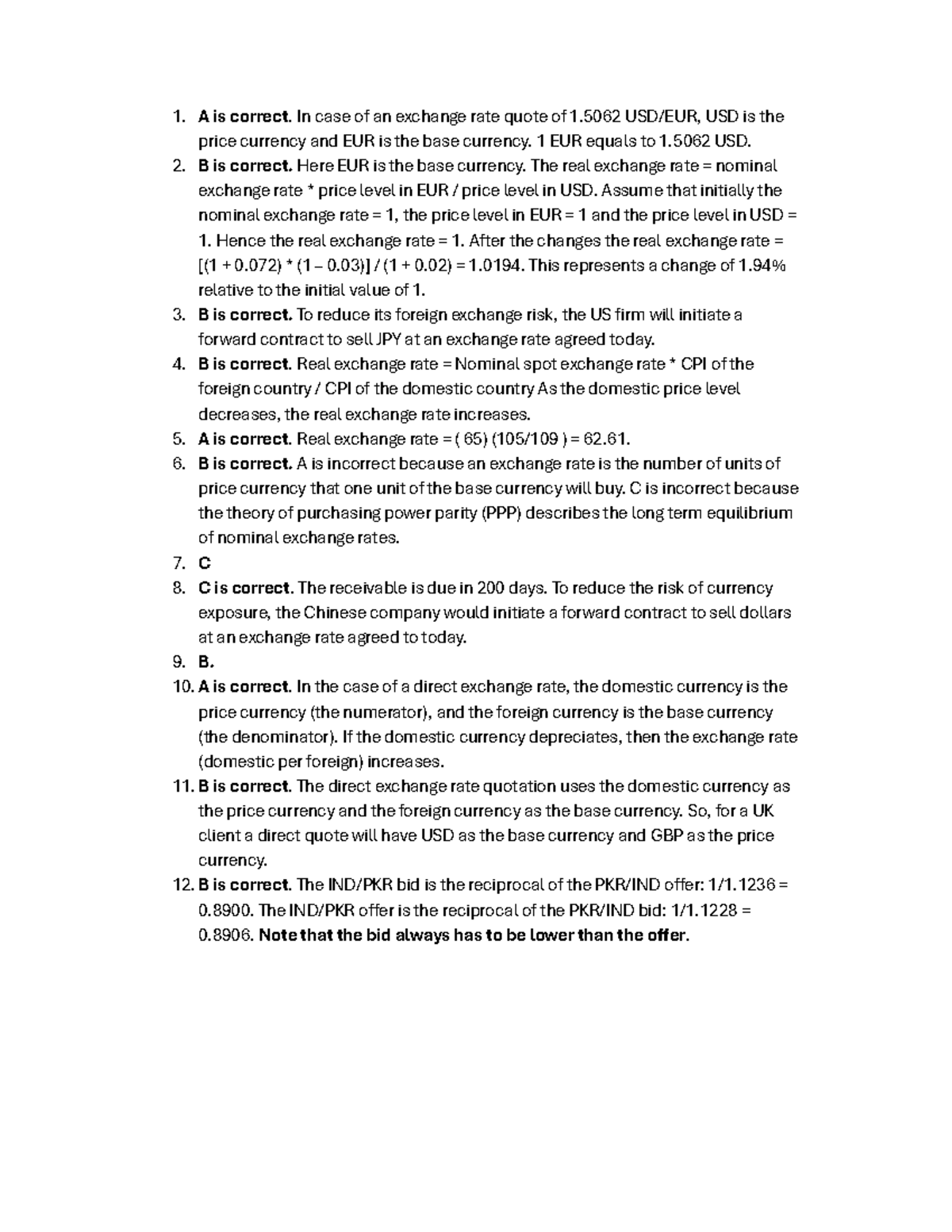 Currency Exchange Rate Analysis: Answers to Key Questions - Studocu