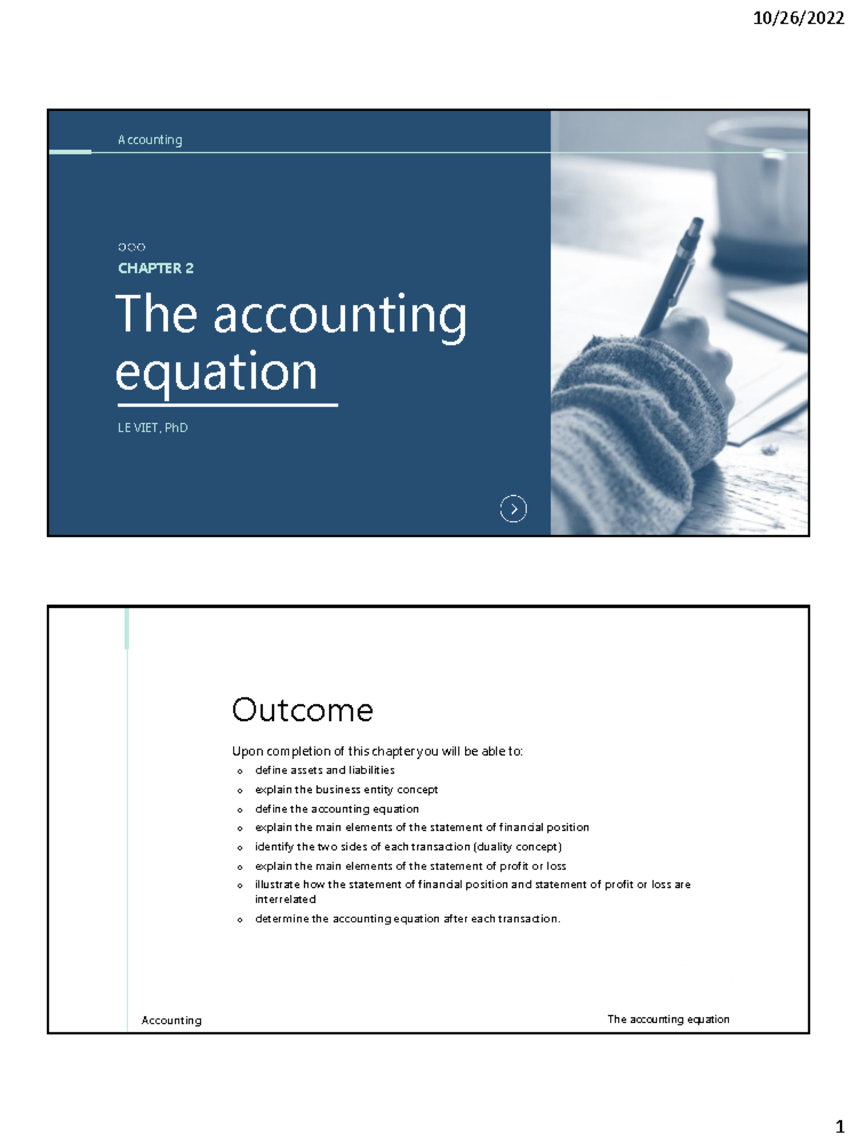 Accounting CH2: Understanding the Accounting Equation and Its ...