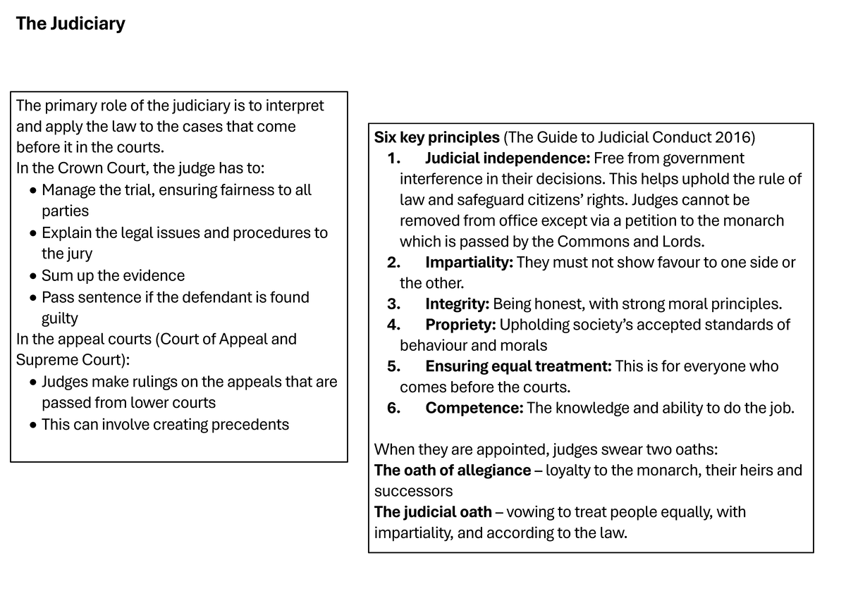 Judiciary info - class notes on crim - The Judiciary The primary role ...