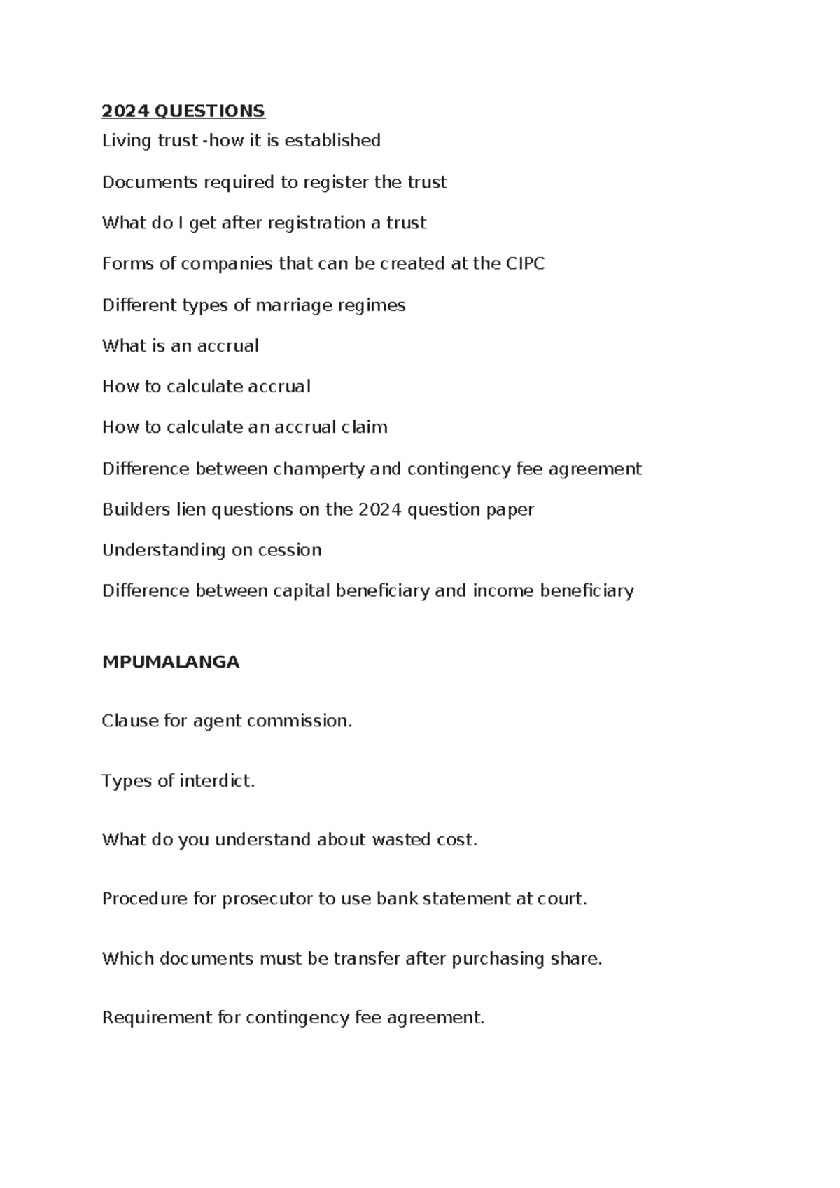 2024 Questions on Trusts, Estates, and Legal Procedures - Studocu