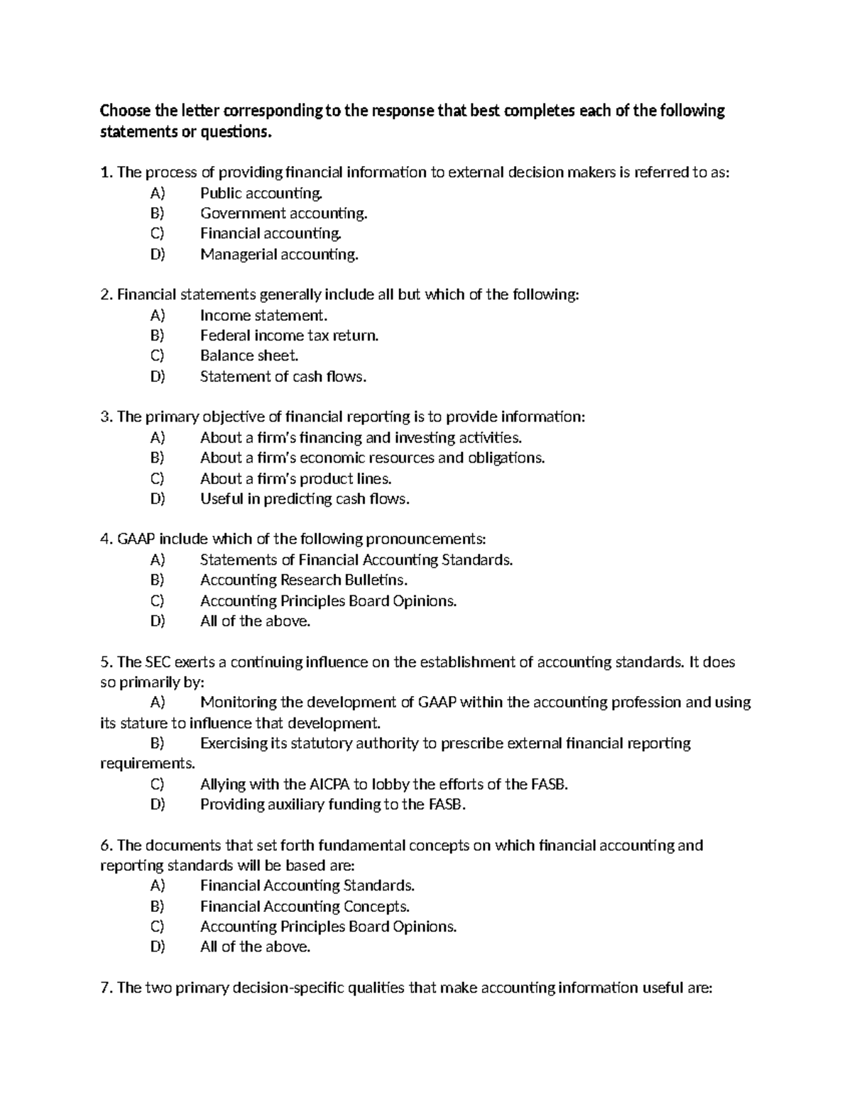 ACC 111 Financial Accounting General Review Guide - Studocu