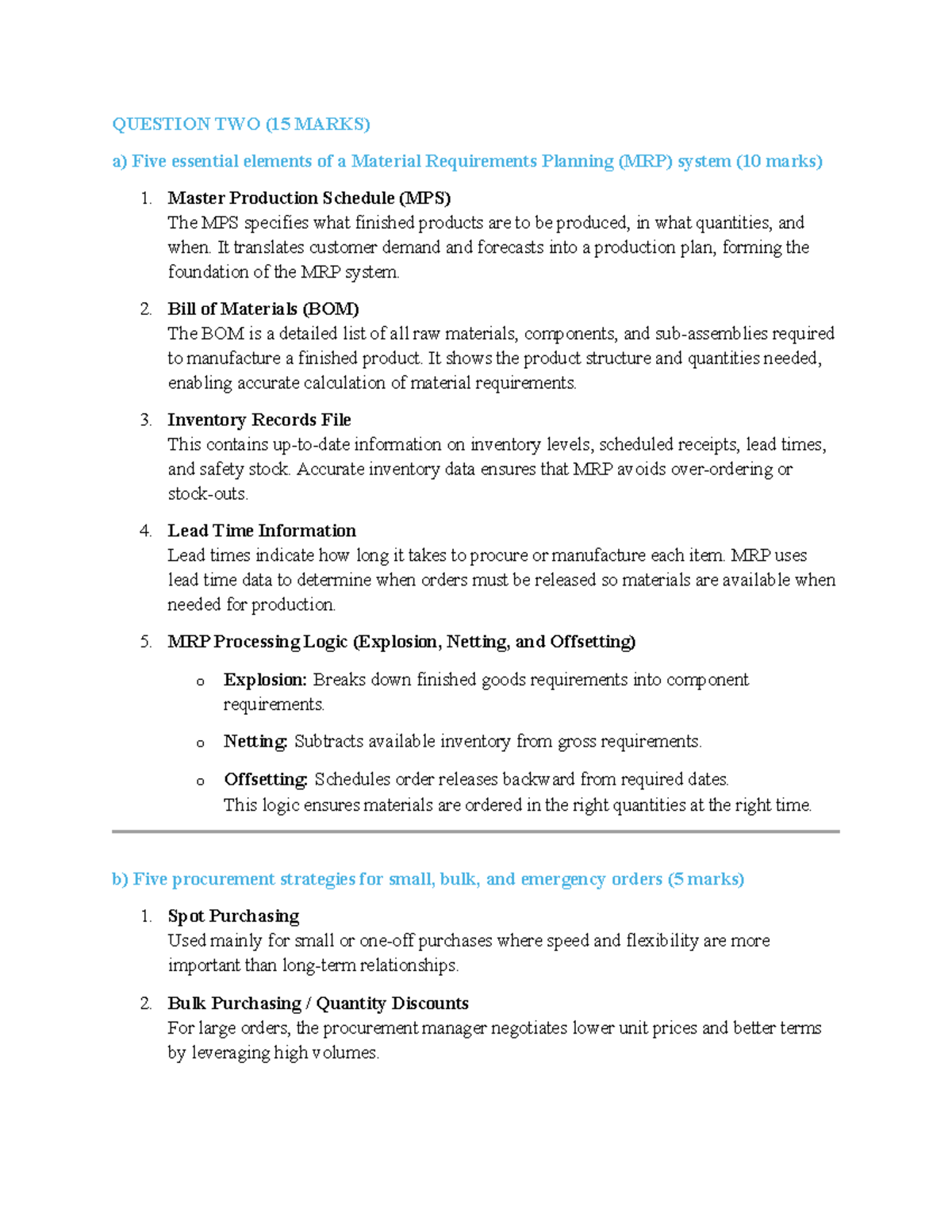 MRP & Procurement Strategies: REV QP 2026 Insights - Studocu