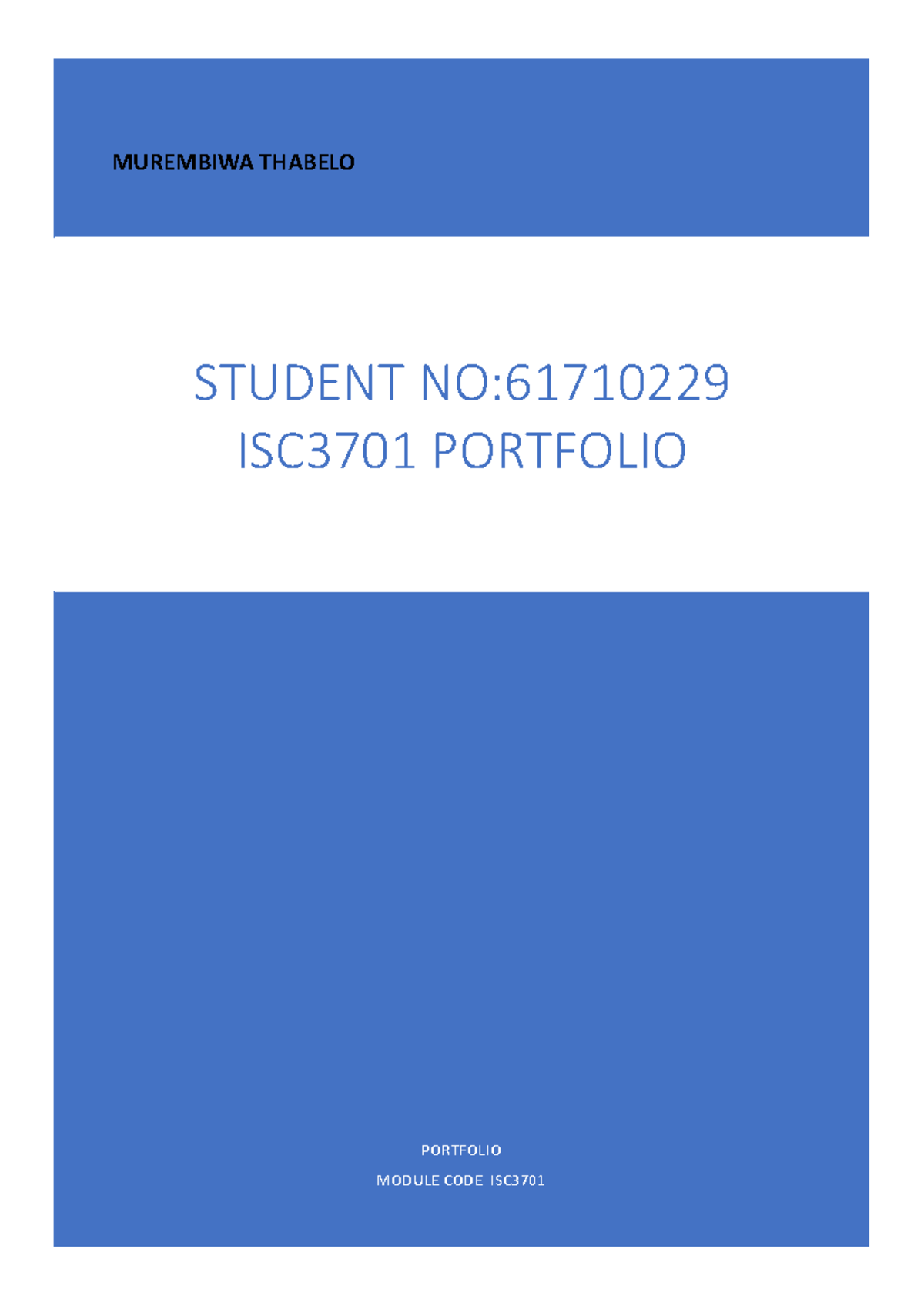 ISC3701 Portfolio: Reflections on Online Learning and Teaching ...