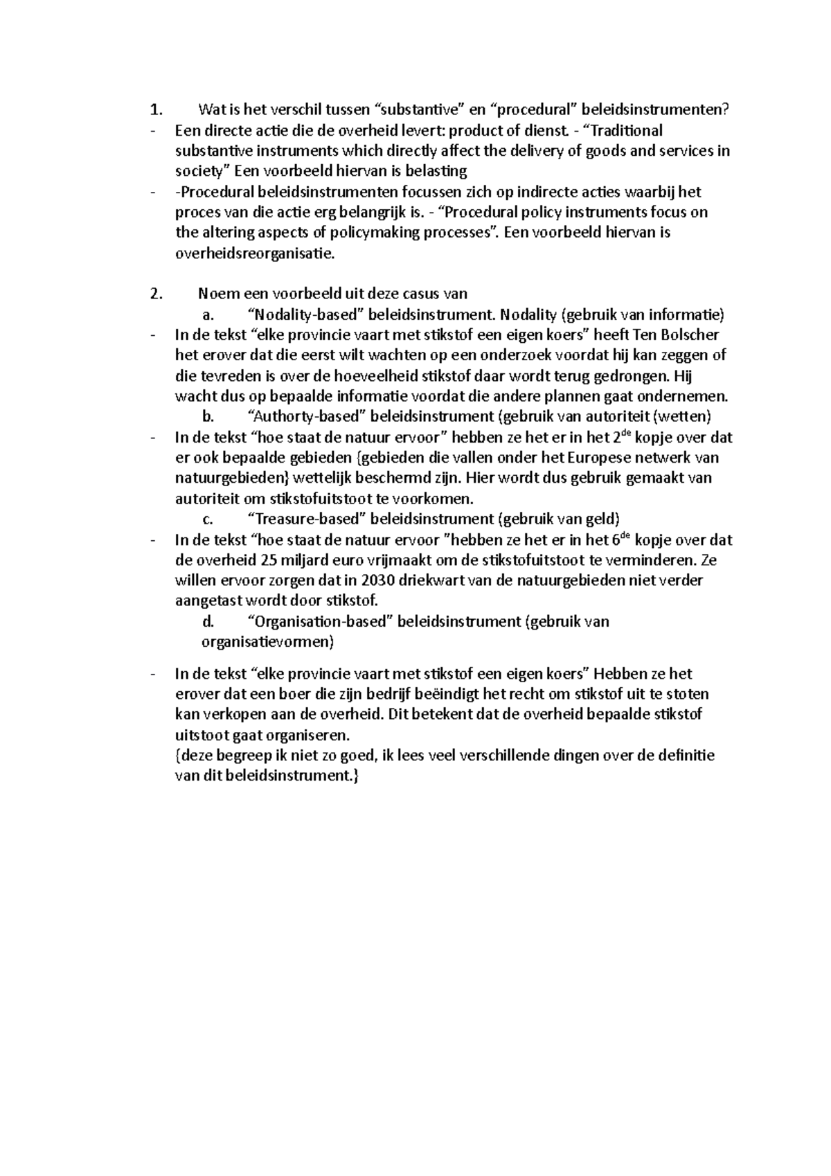 Beleid Week 4 - Opdracht over Beleidsinstrumenten Analyse - Studeersnel