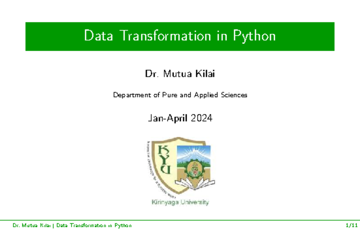 Data Transformation in Python: Key Pandas Functions (2024) - Studocu