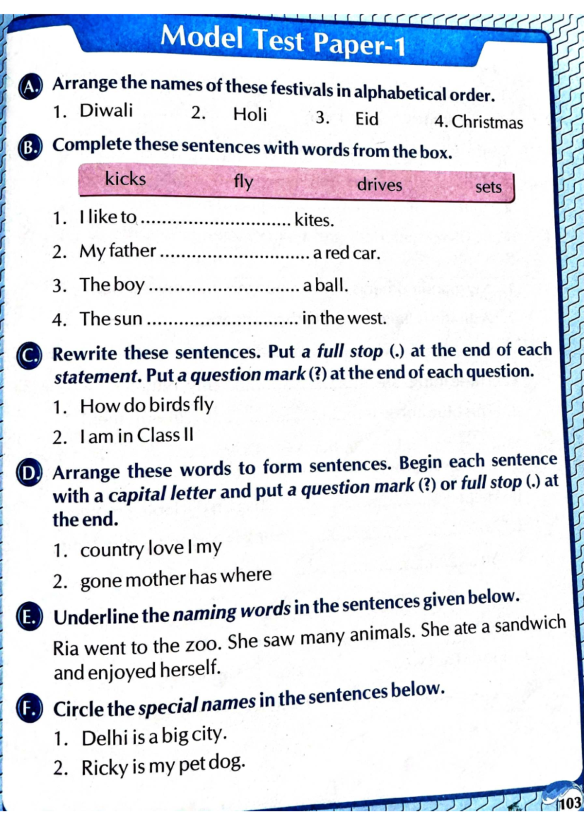 Model Test A: Alphabetical Order & Sentence Structure Exercises - Studocu