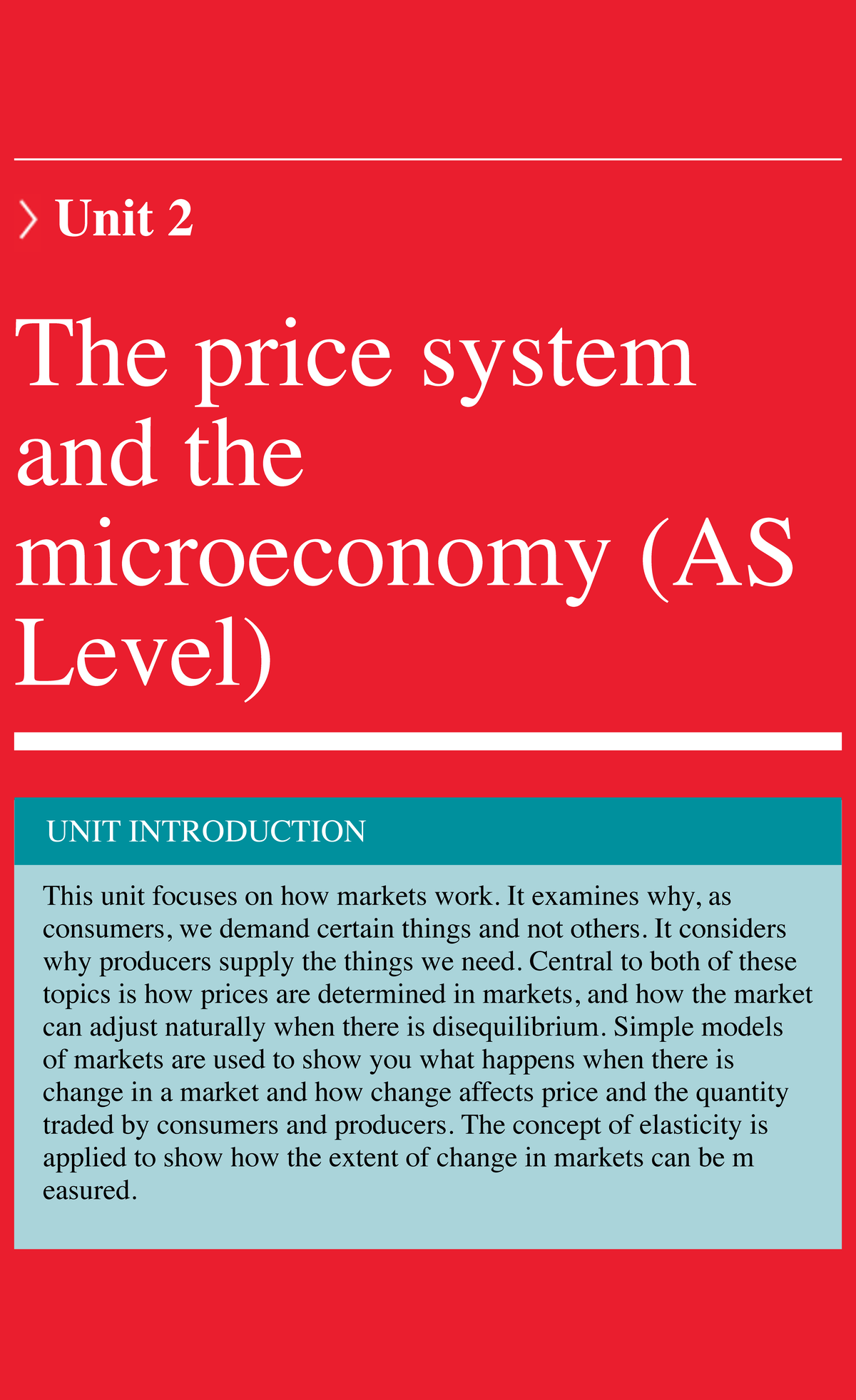Unit 2: The Price System & Microeconomy Overview (AS Level) - Studocu