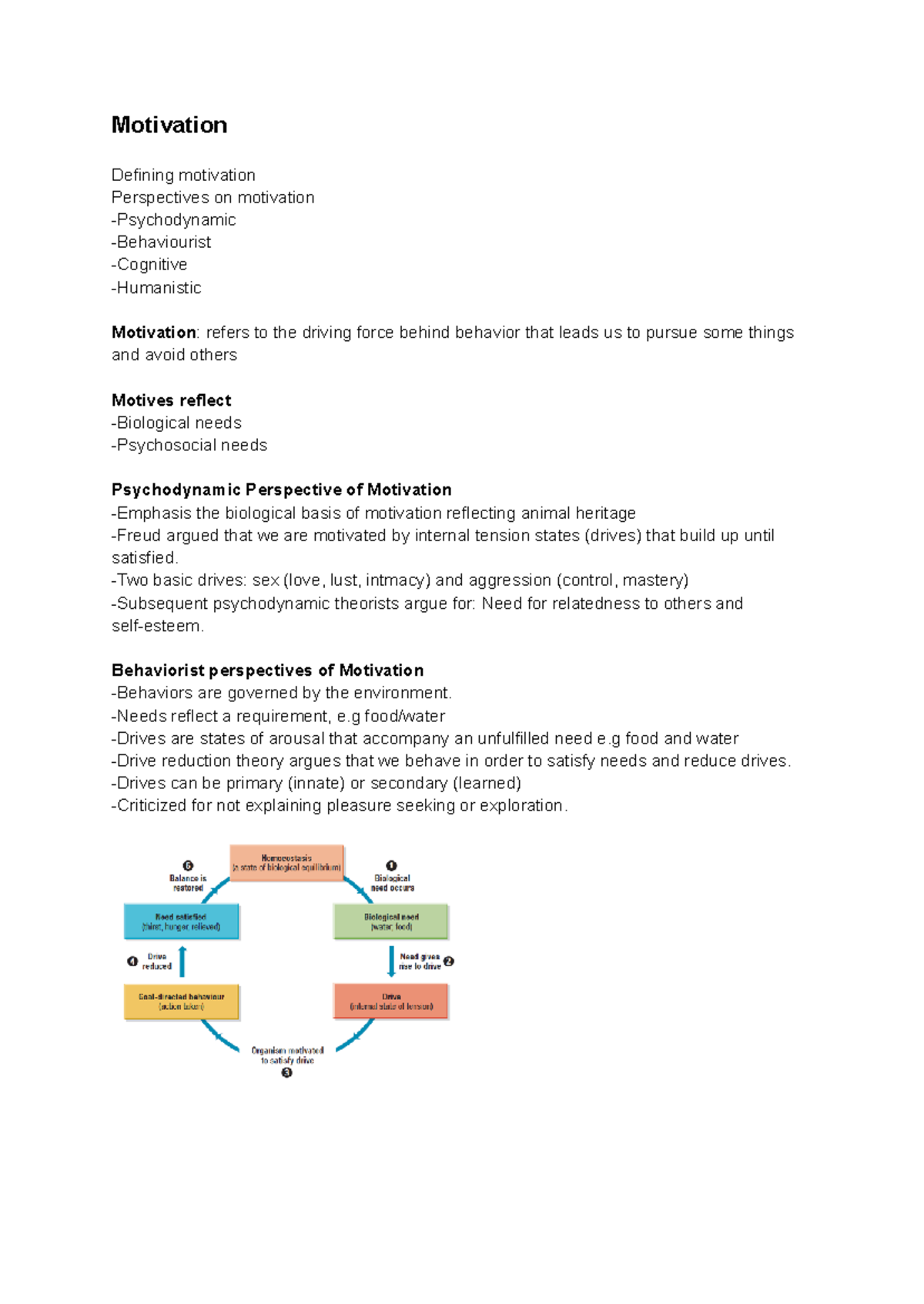 Motivation and Emotion Overview - PSY141 Lecture Notes - Studocu