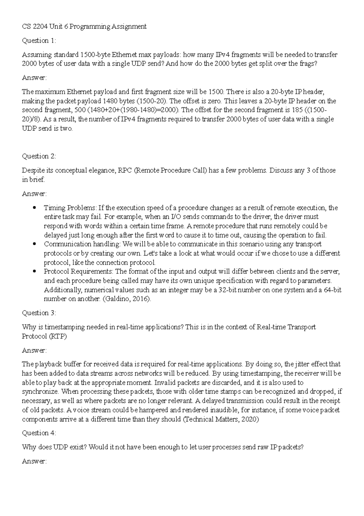 CS 2204 Unit 6 Programming Assignment - CS 2204 Unit 6 Programming ...