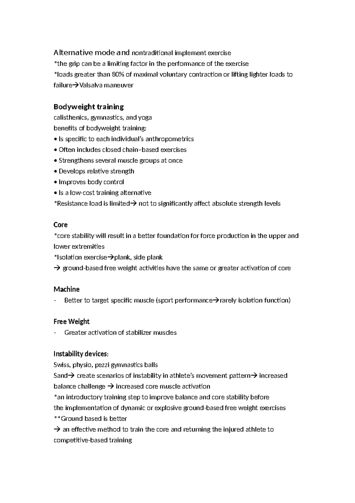 Alternative Modes in Non-Traditional Exercise Implementation (PE102 ...