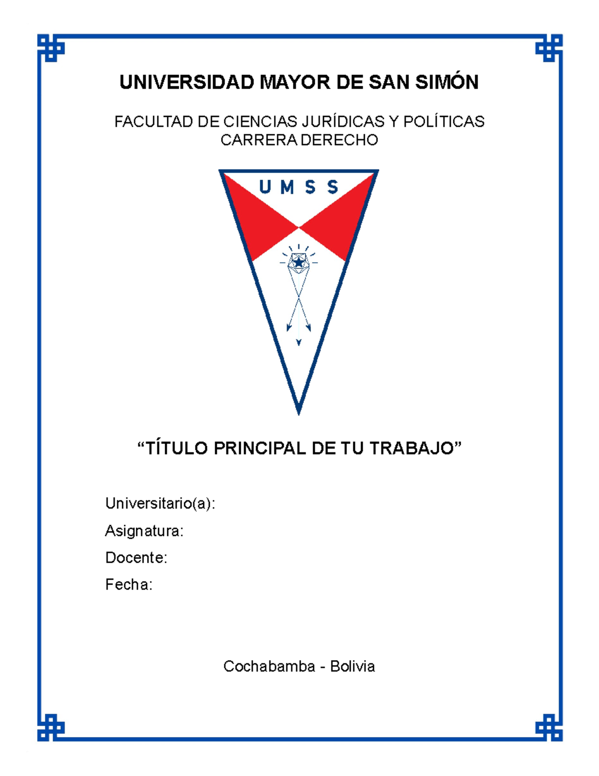 Caratula-de-umss - Carátula umss - derecho romano - UNIVERSIDAD MAYOR ...