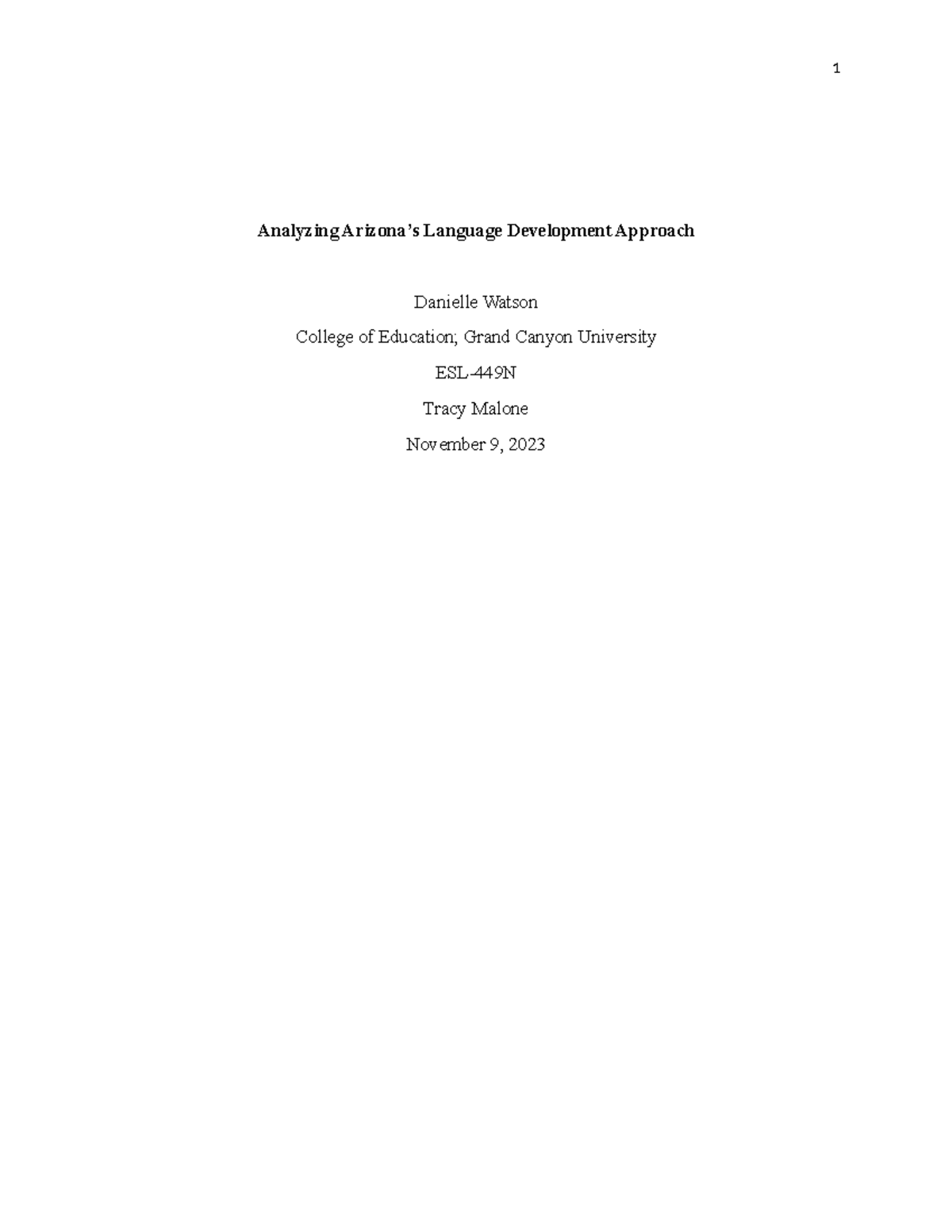 Analyzing Arizona's Language Development Approach in ESL-449N - Studocu