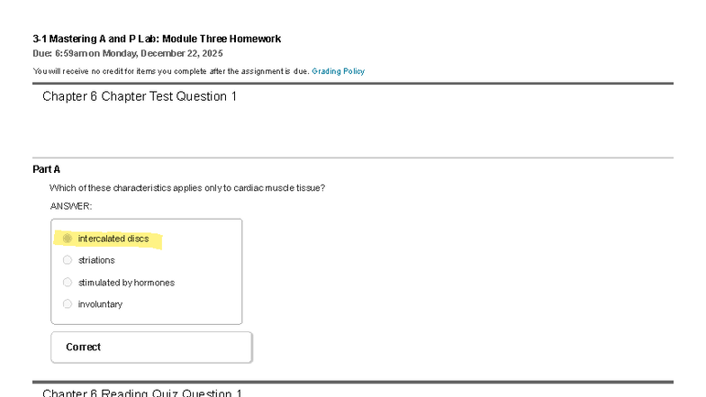 Mastering A&P Lab: Module 3 Homework & Grading Summary - Studocu
