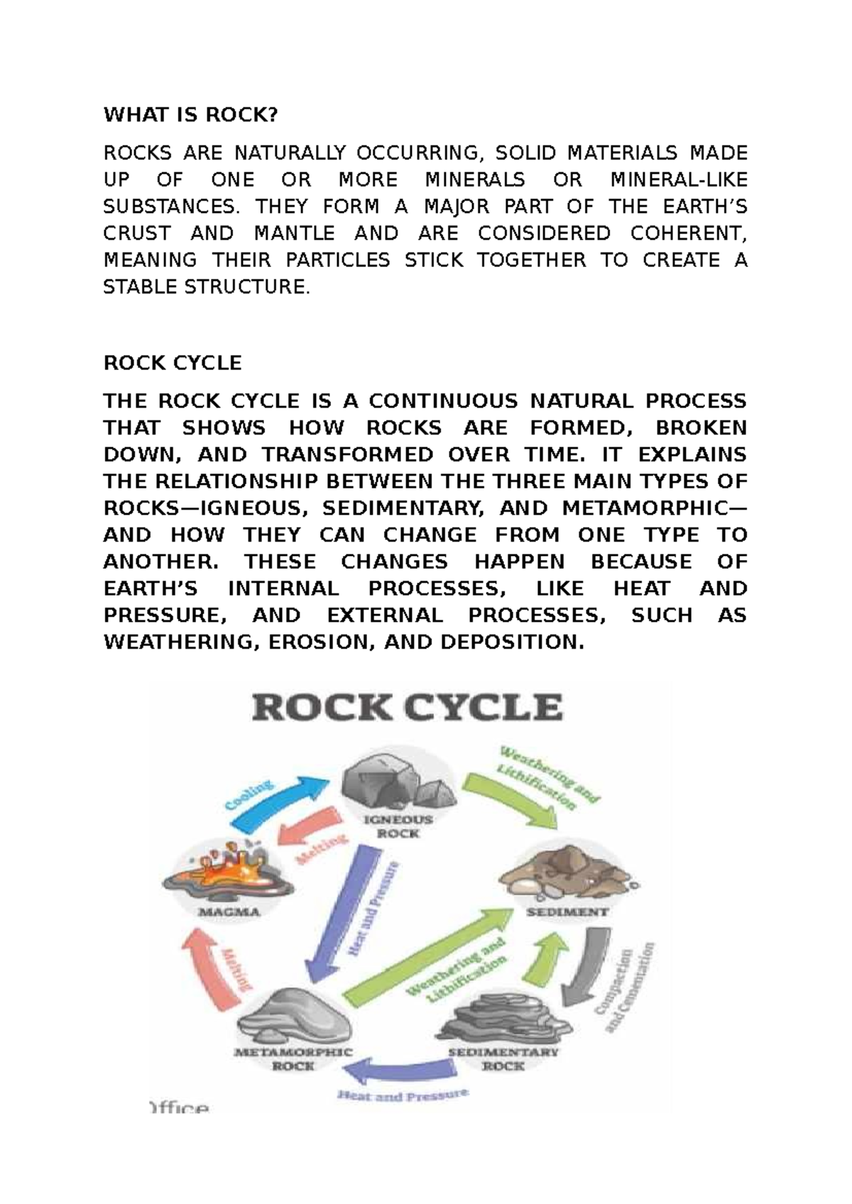 Rocks - A Comprehensive Overview of Types and the Rock Cycle - Studocu