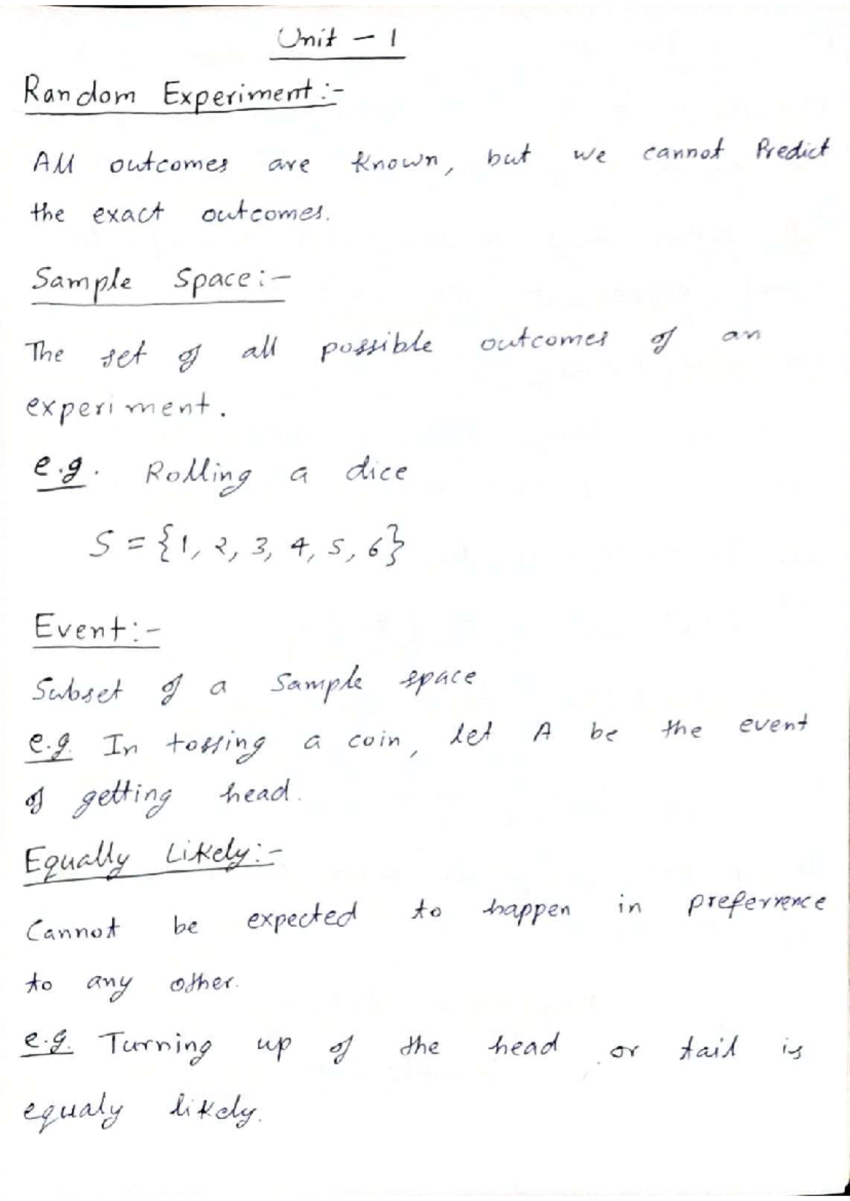 21MAB204T Unit 1 & 2 Probability Concepts and Random Variables Notes ...