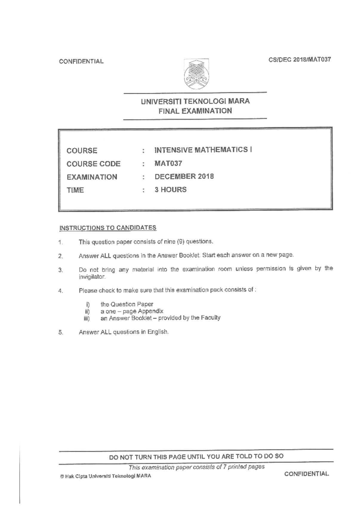 MAT037 (PRA- Diploma) - Foundation of Mathematics - Studocu