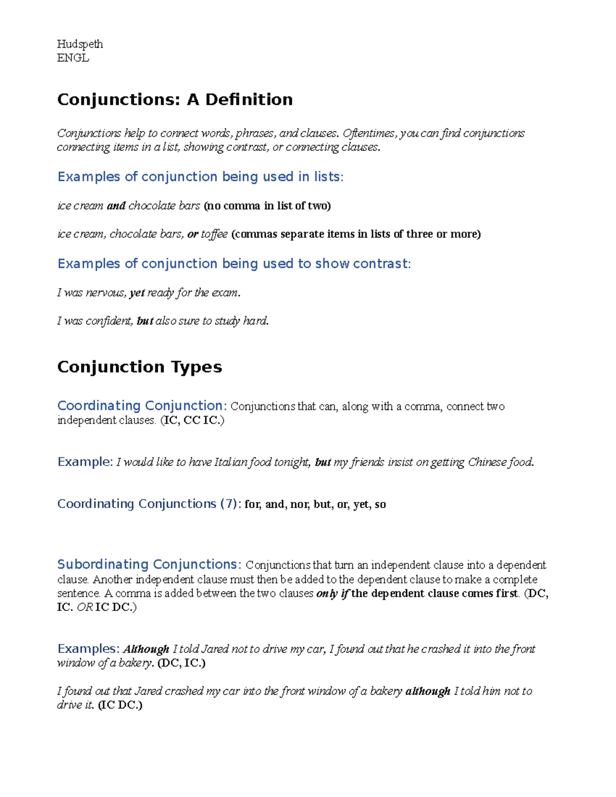 ENGL Conjunctions & Prepositions: A Comprehensive Guide - Studocu