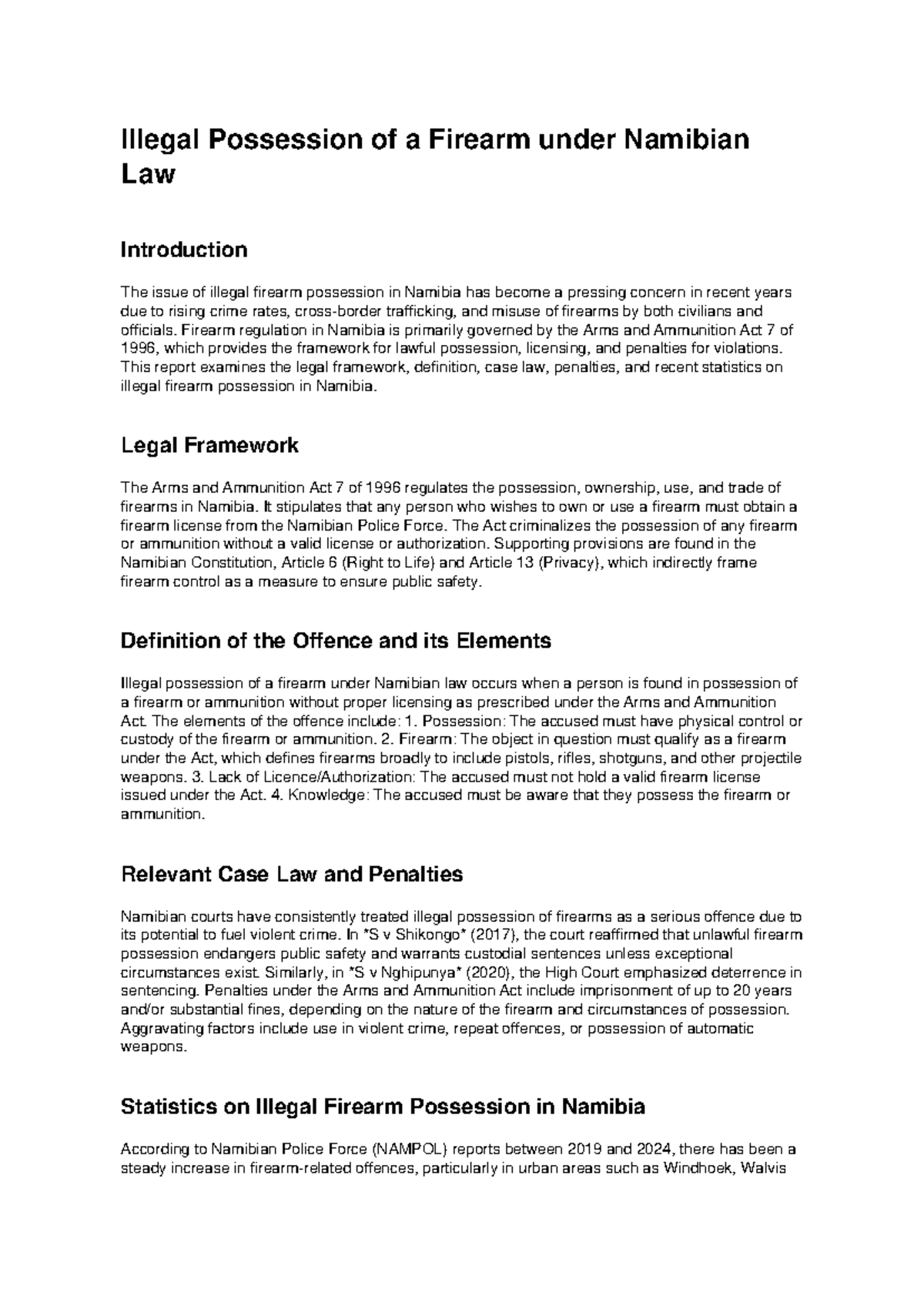 Illegal Firearm Possession in Namibia: Legal Framework & Penalties ...