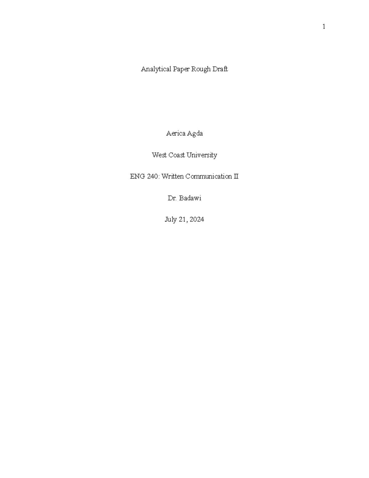 Analytical Paper - notes - Analytical Paper Rough Draft Aerica Agda ...