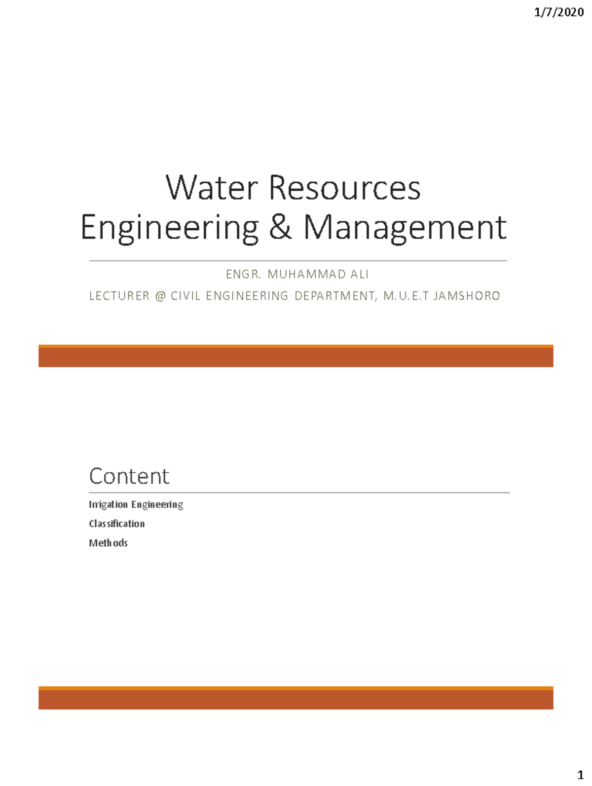 Lec 10 Irrigation, Classification, Methods - Water Resources ...