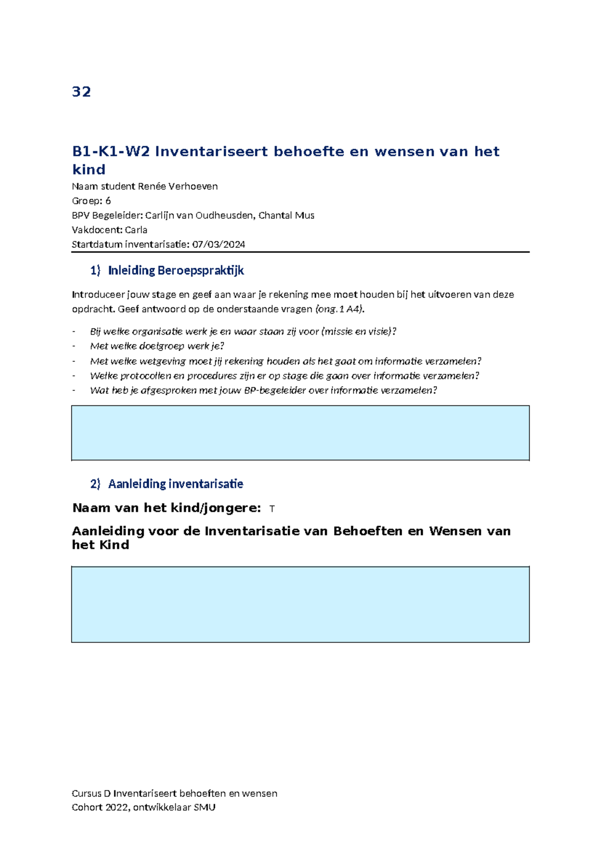 Rapportage Observatie en Inventarisatie voor Cursus D - Studeersnel