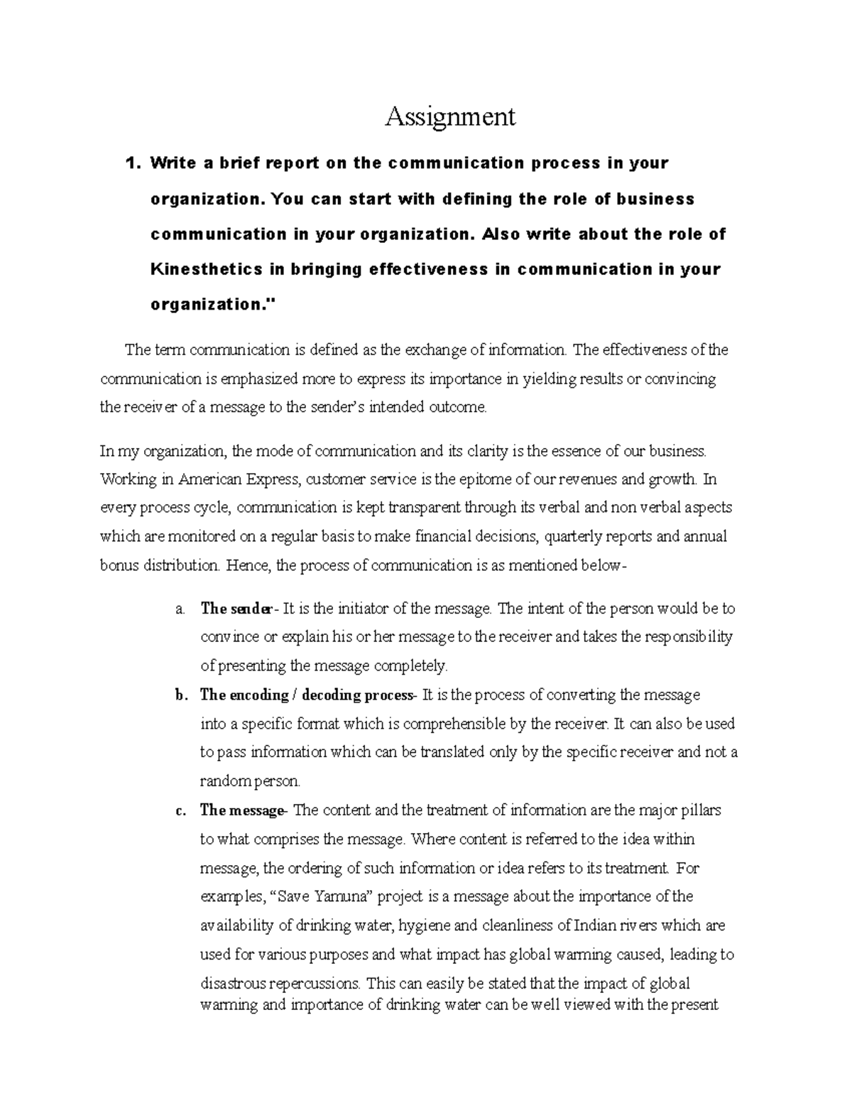 Business Communication Assignment: Understanding the Process in Sem I ...